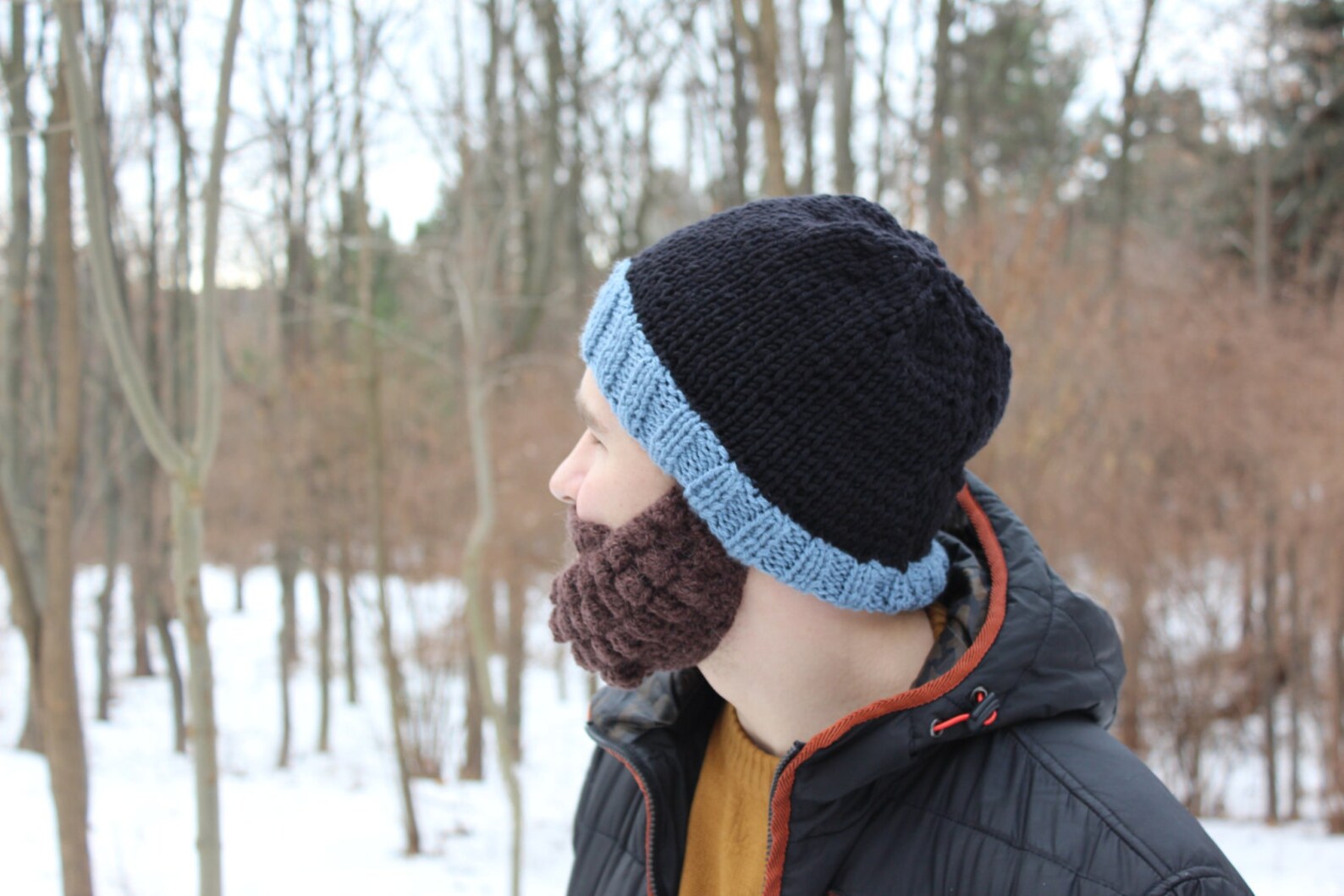 Crochet Beard and Hat Knitted Face Warmer, Snowboard, Ski Mask and ...
