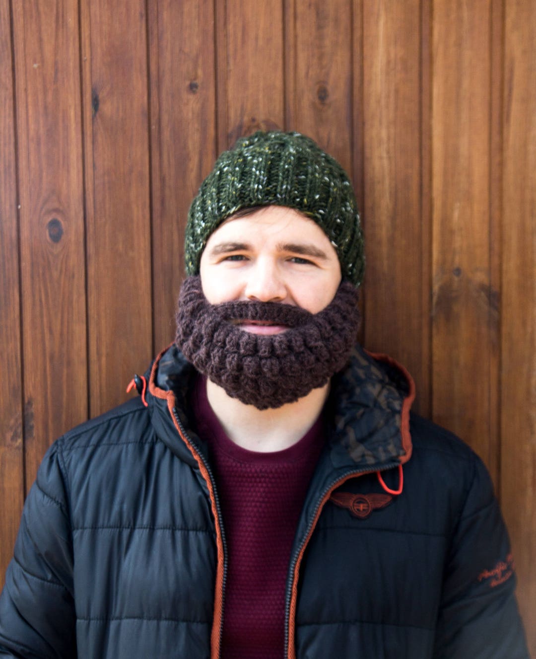 Men’s Snowboard, Ski Mask and Beanie | Funny Knitted Beard and Hat ...