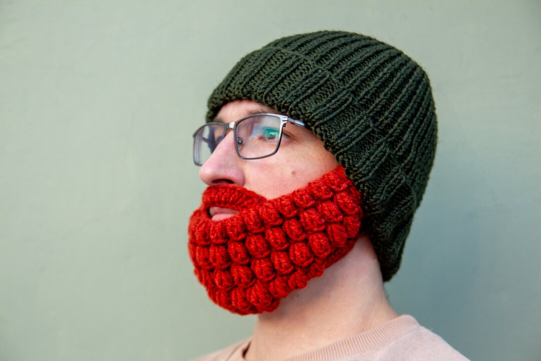 Crochet Hat With Beard, Handmade Crochet Beard With Winter Beanie ...