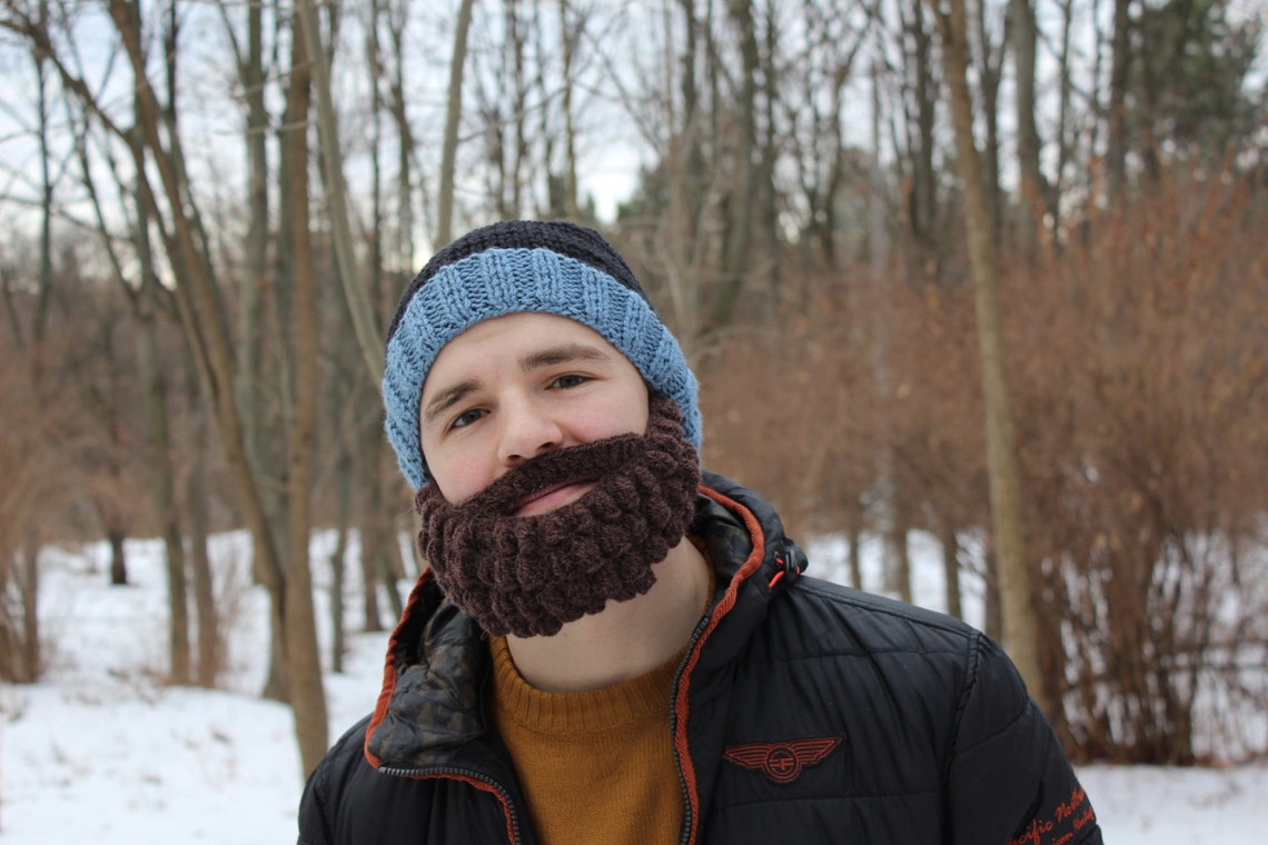 Crochet Beard and Hat Knitted Face Warmer, Snowboard, Ski Mask and ...