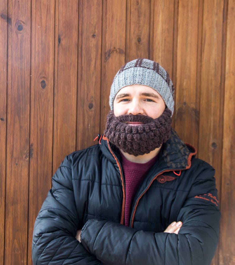 Mens Snowboard, Ski Mask and Beanie Funny Knitted Beard and Hat, Face ...