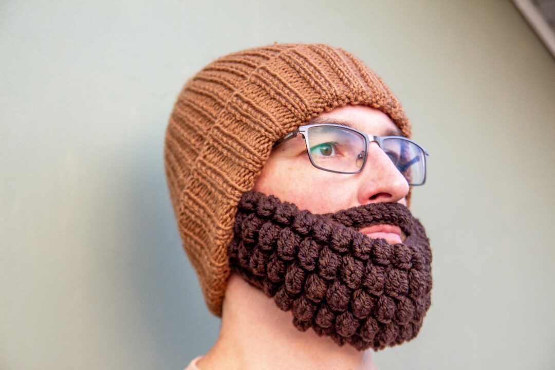 Crochet Hat With Beard, Handmade Crochet Beard With Winter Beanie ...