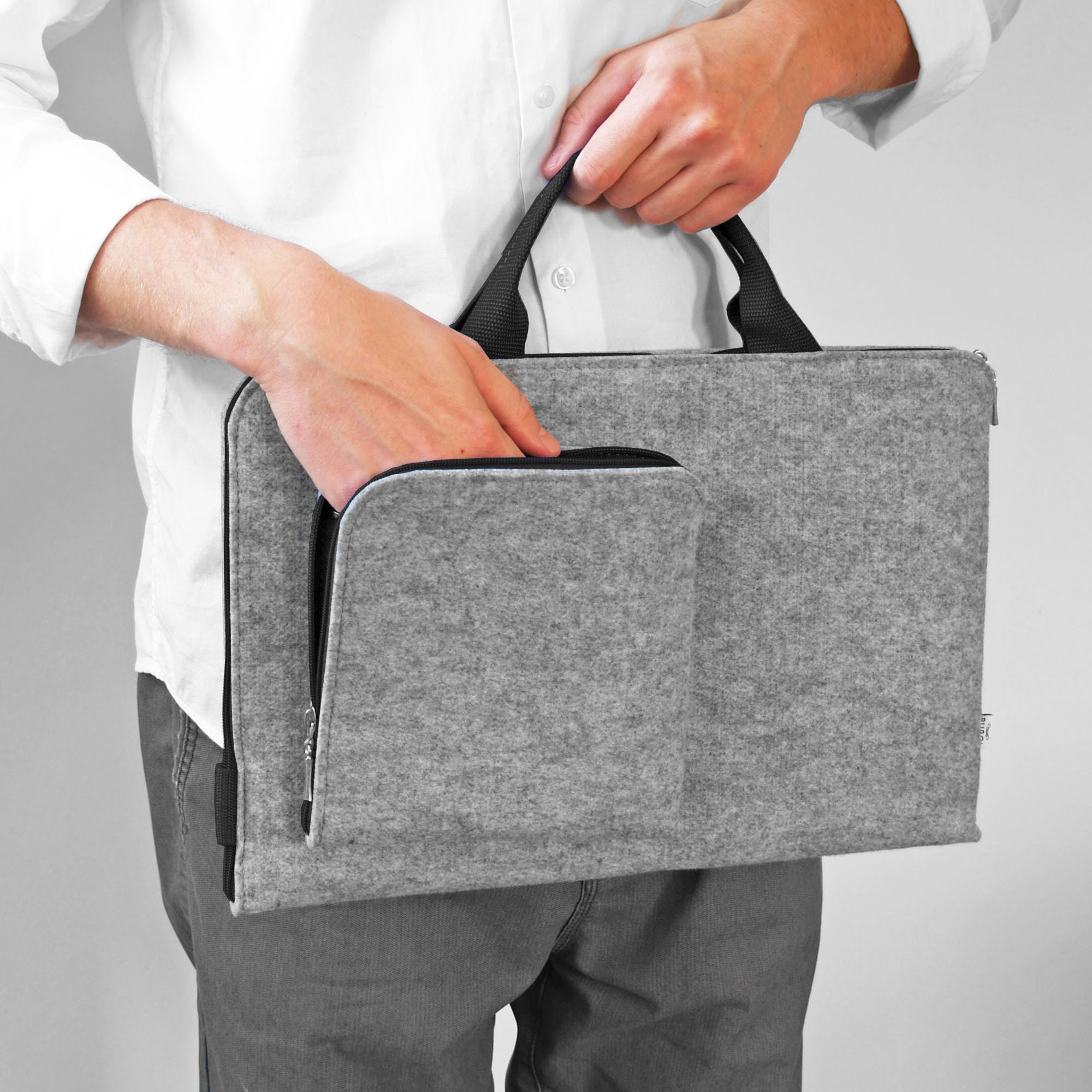 FELT LAPTOP SLEEVE MacBook Cover Gray Felt Case With Black Hands and ...