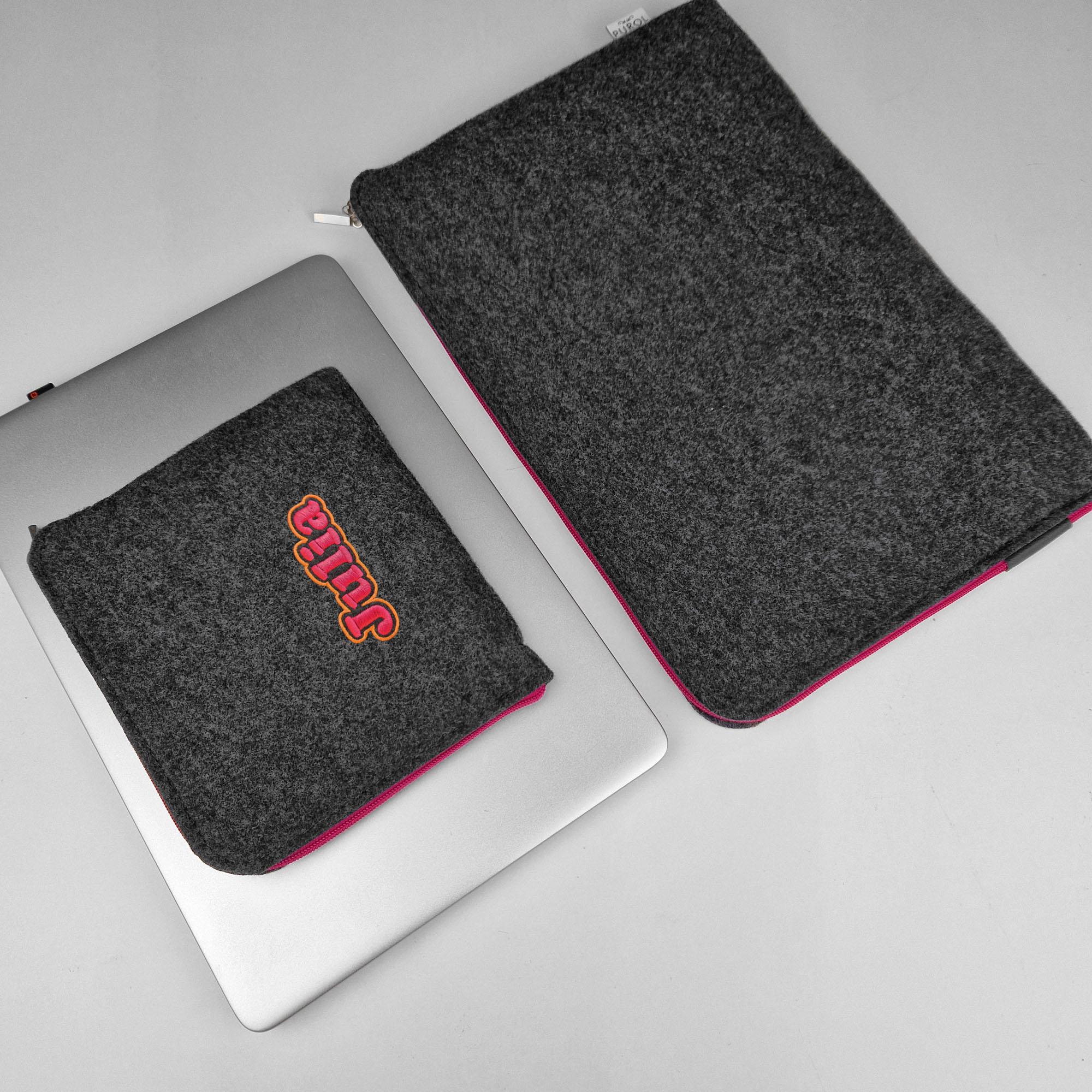 LAPTOP FELT CASE With Your Name! Personalized MacBook Sleeve Dark Grey ...