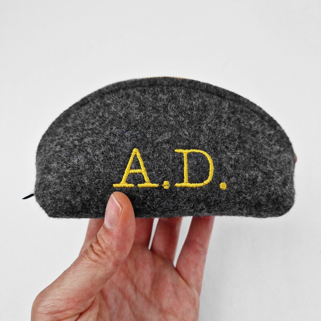 PERSONALISED FELT MINI Dumpling Case Dark Grey Felt Mouse Case Small ...