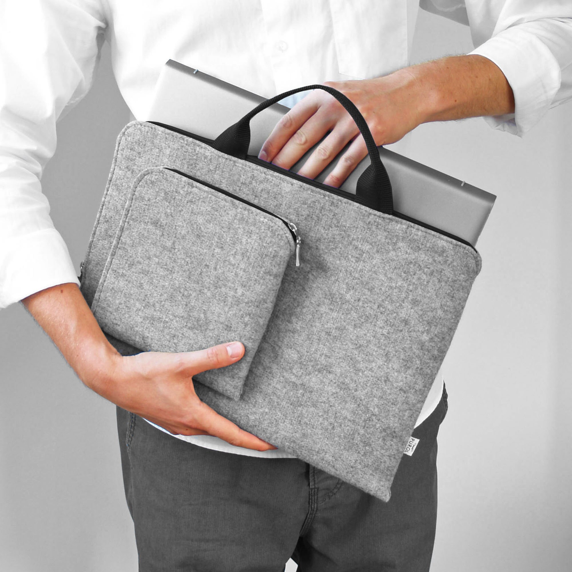 FELT LAPTOP SLEEVE Macbook Cover Gray Felt Case With Black - Etsy
