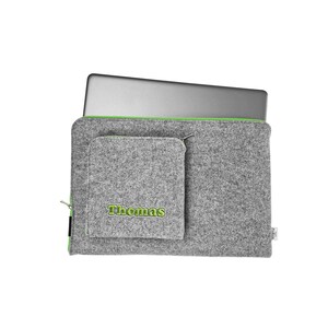 PERSONALIZED MacBook SLEEVE Grey Felt Laptop Case With Embroided Name ...