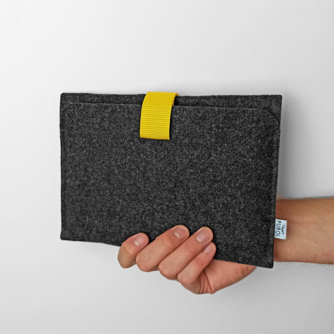 IPad Felt Sleeve Tablet Case Dark Grey Felt Yellow Buckle All Sizes ...