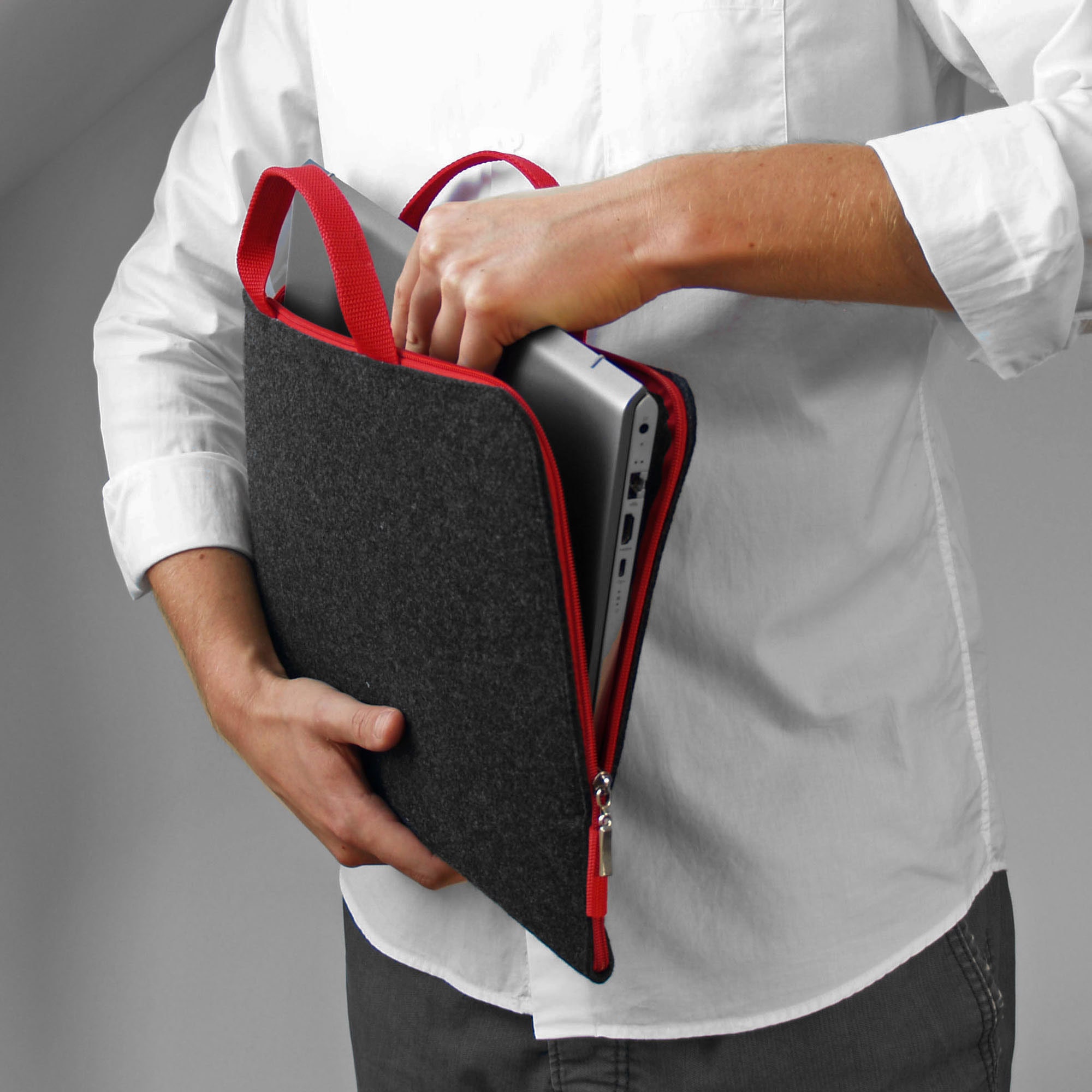 FELT LAPTOP SLEEVE With Hands Dark Gray Synthetic Felt Cover | Etsy