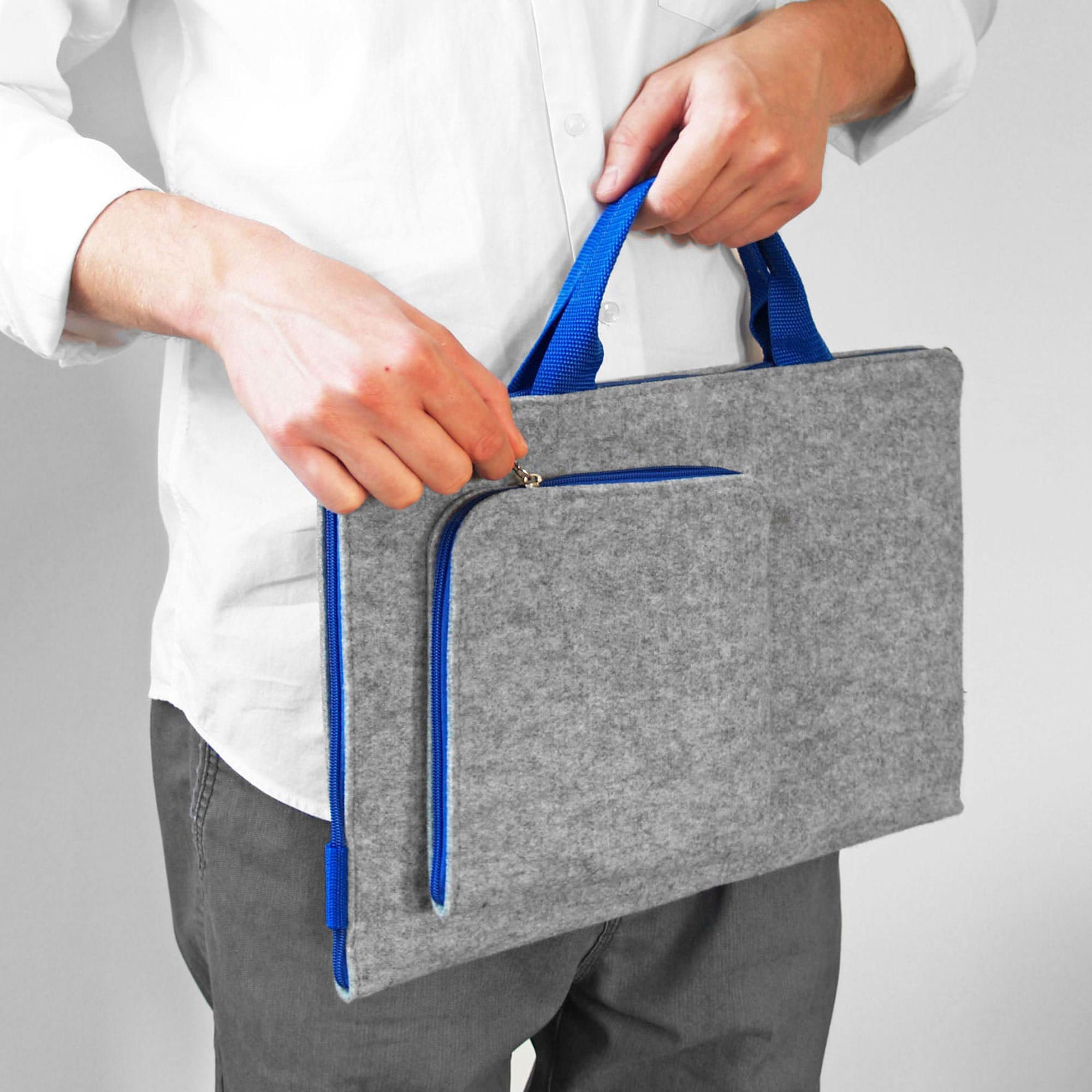 LAPTOP FELT SLEEVE Macbook Cover With Hands Blue Zipper - Etsy