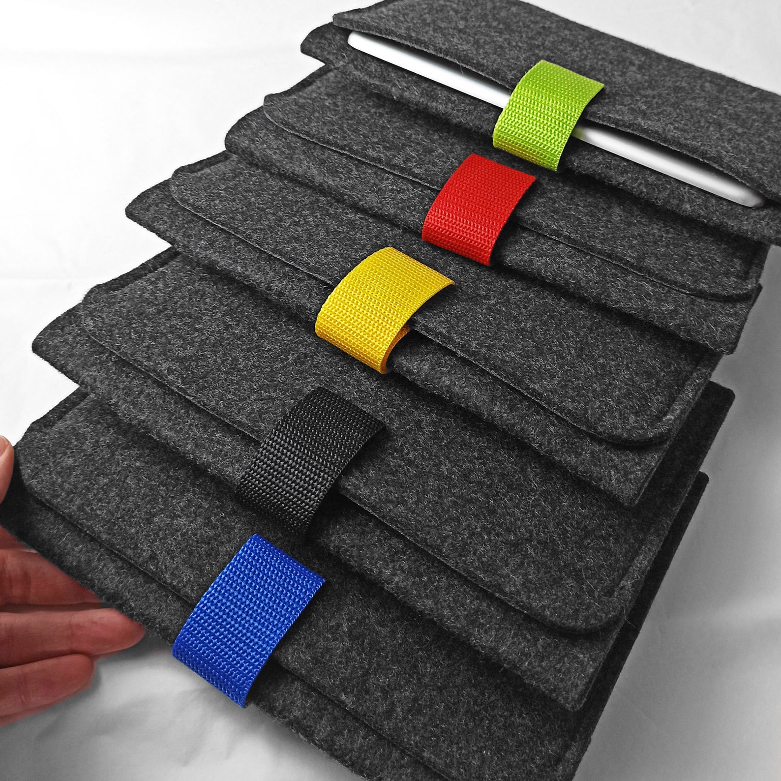IPad Felt Sleeve Tablet Case Dark Grey Felt Yellow Buckle All Sizes ...