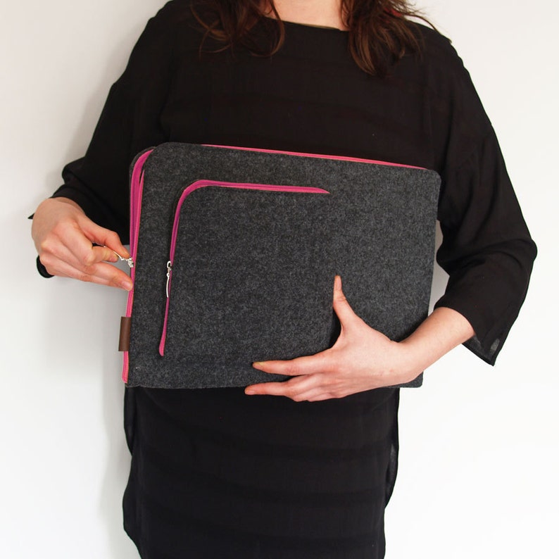 MACBOOK LAPTOP SLEEVE Felt Cover All Sizes Handmade Dark Gray - Etsy