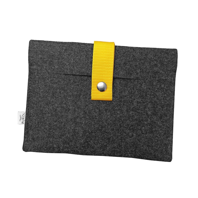 IPad Felt Sleeve Tablet Case Dark Grey Felt Yellow Buckle All Sizes ...