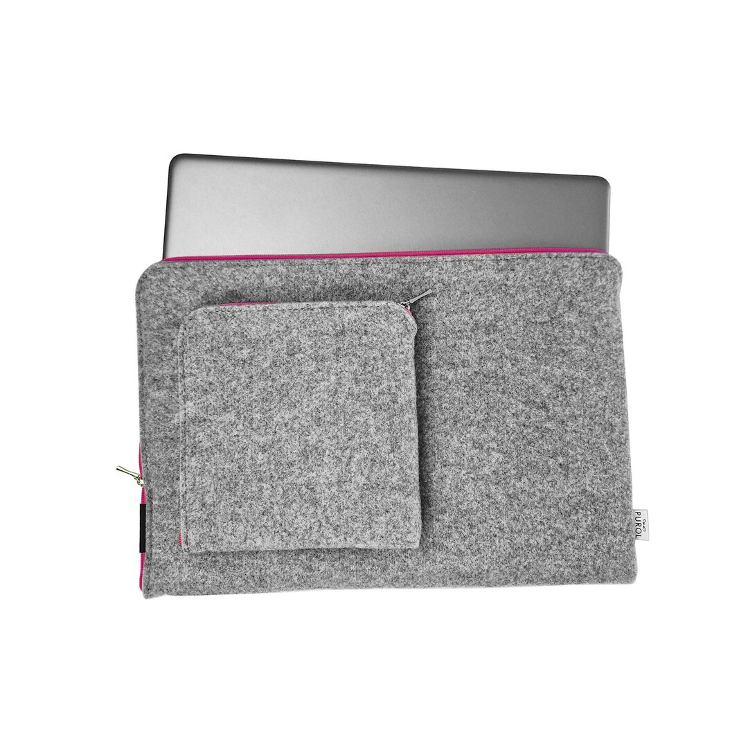 FELT LAPTOP COVER Pink Zipper MacBook Sleeve From Gray Felt All Sizes ...