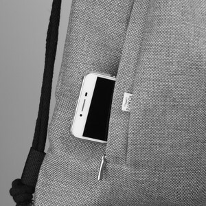 DRAWSTRING BACKPACK Hipster Sack Bag Vegan Back Pack Light Grey Fabric ...