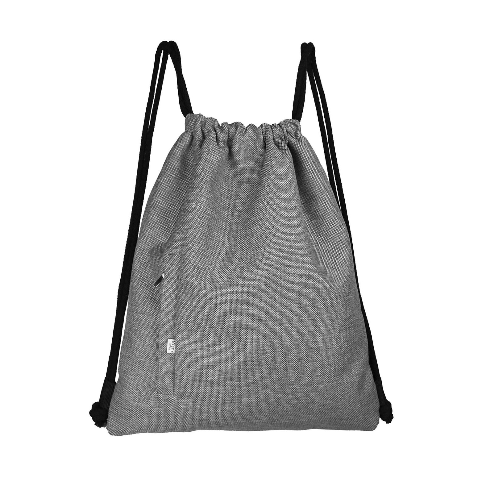 DRAWSTRING BACKPACK Hipster Sack Bag Vegan Back Pack Light Grey Fabric ...