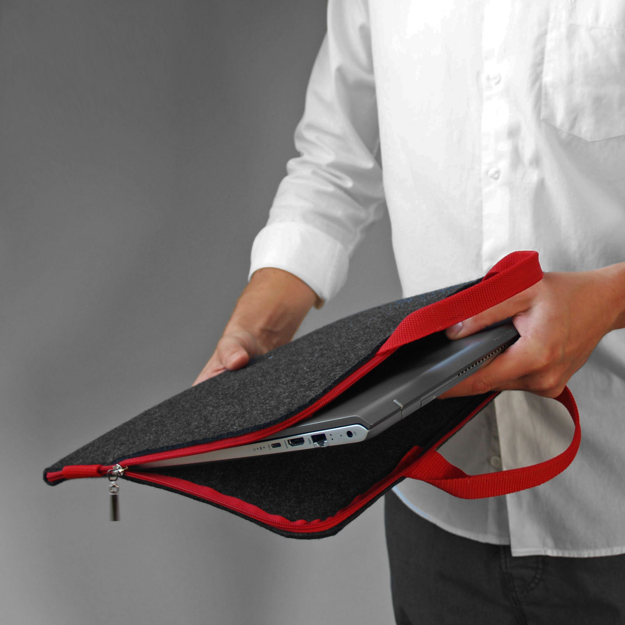 FELT LAPTOP SLEEVE With Hands Dark Gray Synthetic Felt Cover | Etsy