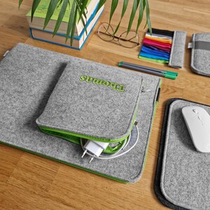PERSONALIZED MacBook SLEEVE Grey Felt Laptop Case With Embroided Name ...