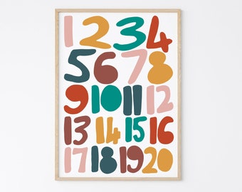 Colourful Numbers Typographic and Illustrations Print - Etsy UK
