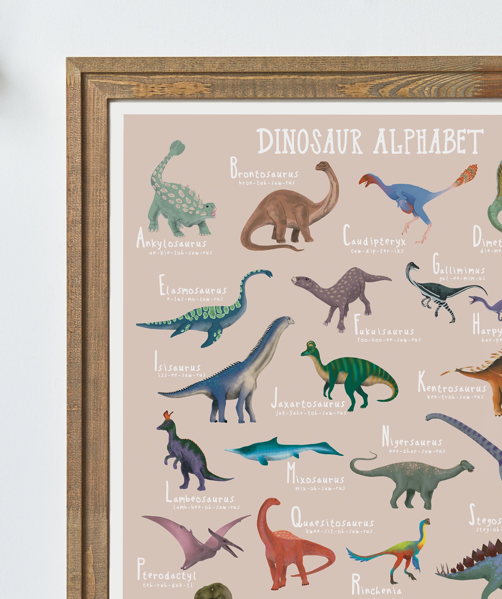 Dinosaur Wall Art ABC Poster Children's Print Gift for - Etsy