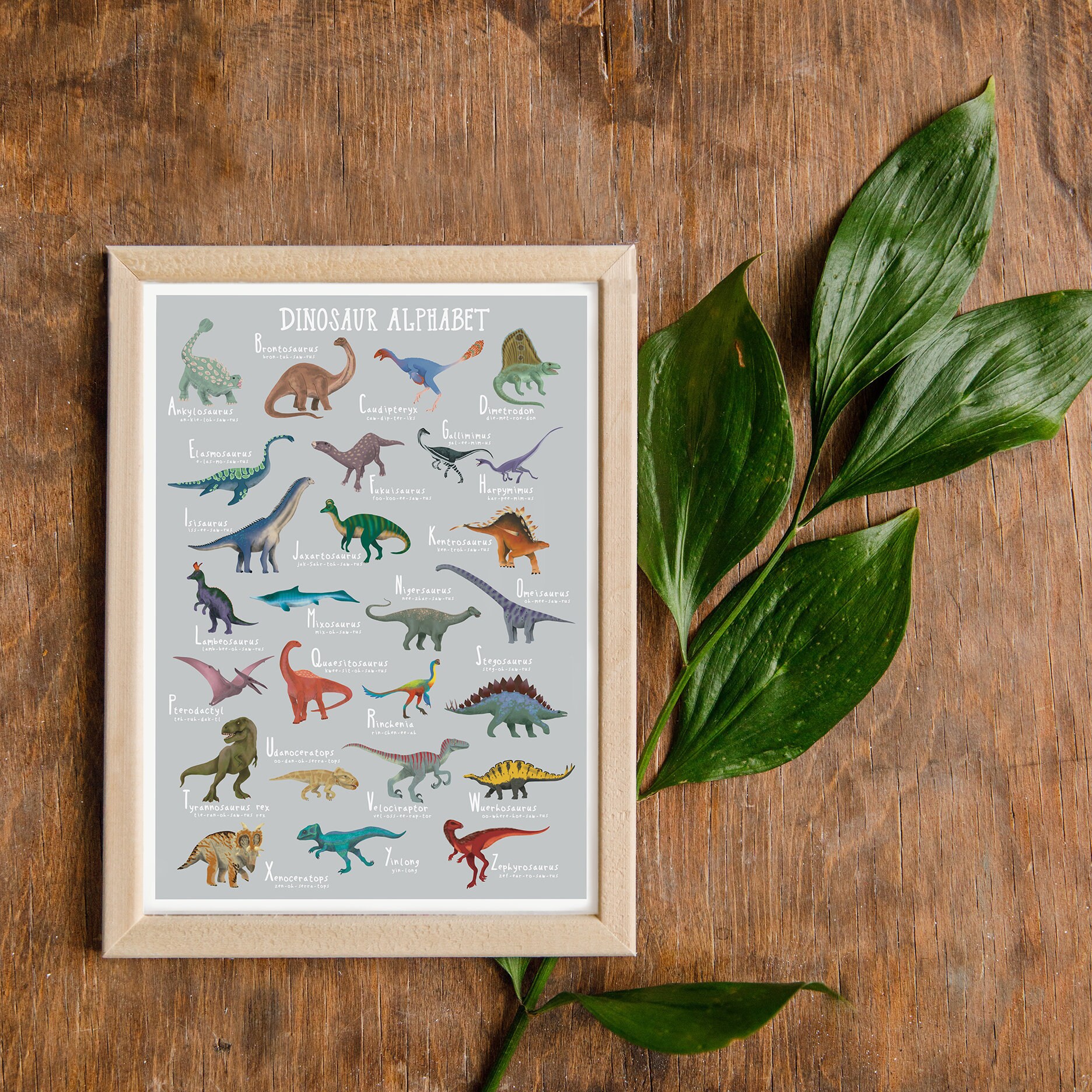 Dinosaur Wall Art ABC Poster Children's Print Gift for - Etsy