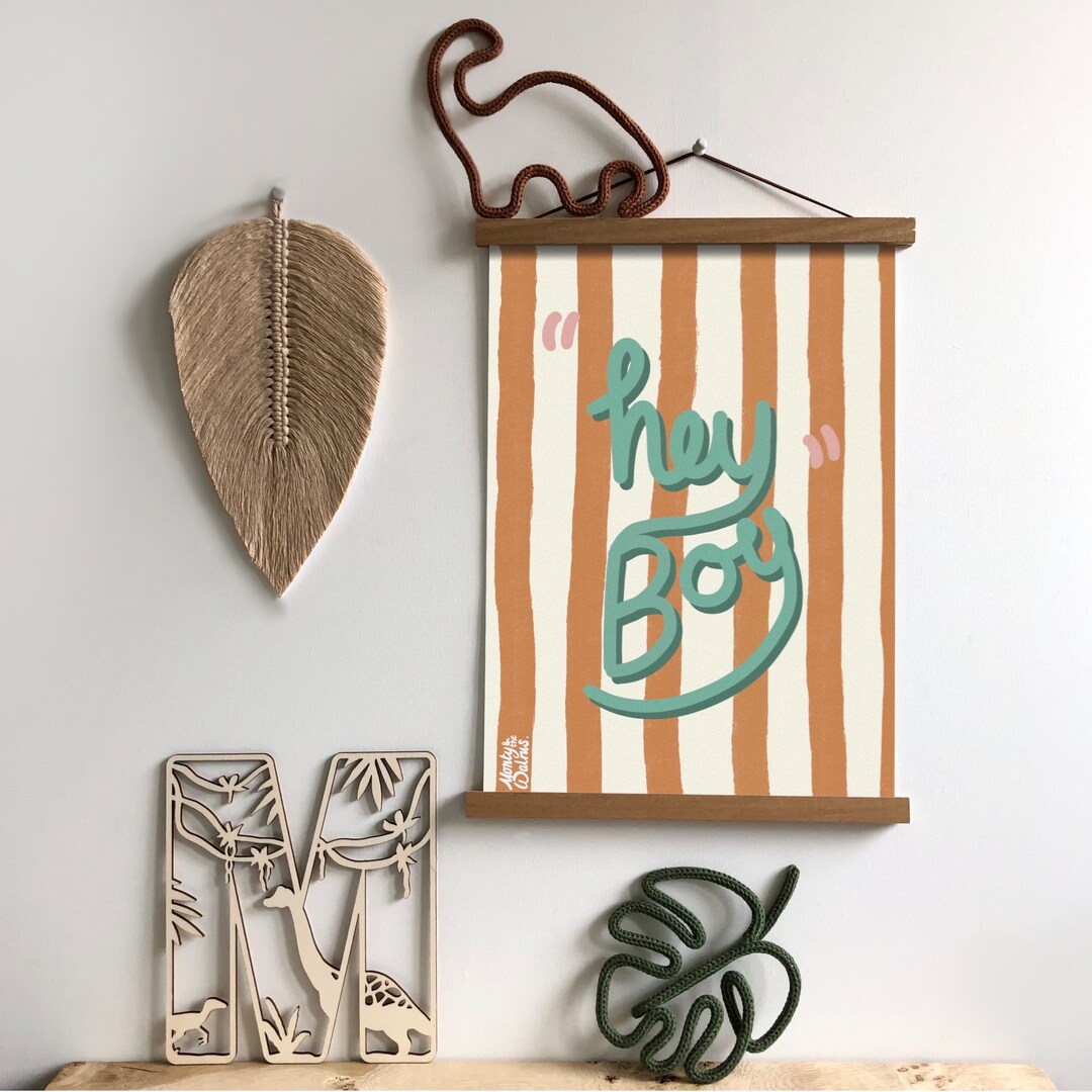 Hey Boy Poster, Kid's Print, Candy Stripes, Summer Stripes, Children’s ...