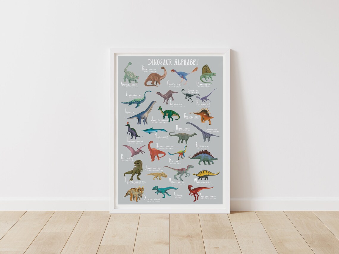 Dinosaur Wall Art ABC Poster Children's Print Gift for - Etsy