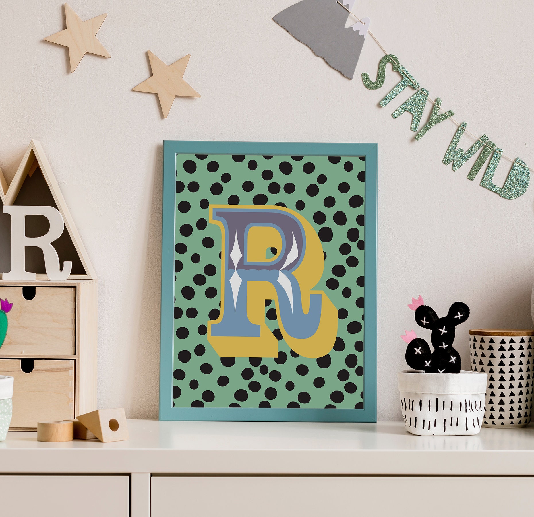 CUSTOM COLOURS Spotty Alphabet Circus Letter Giclée Print | Etsy
