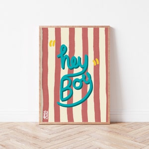 Hey Boy Poster, Kid's Print, Candy Stripes, Summer Stripes, Children’s ...