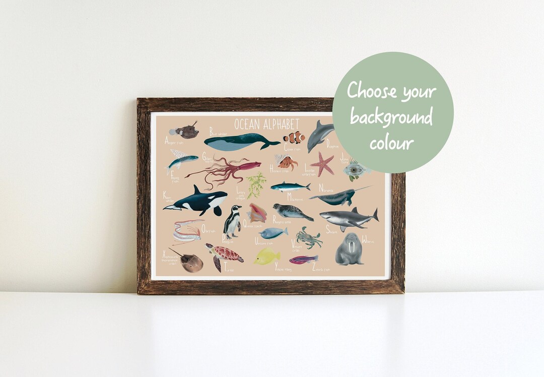 Ocean Alphabet Wall Art Chart, Children’s Educational Poster - Etsy