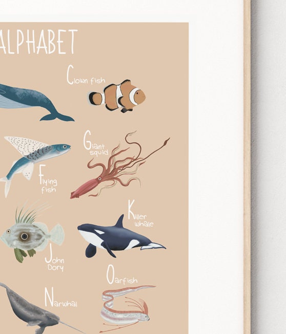 Muted Tones Ocean Alphabet Alphabet Poster ABC Poster | Etsy