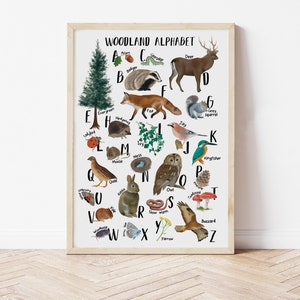 UK Woodland Alphabet Poster ABC Poster abc Wall Art Wall | Etsy