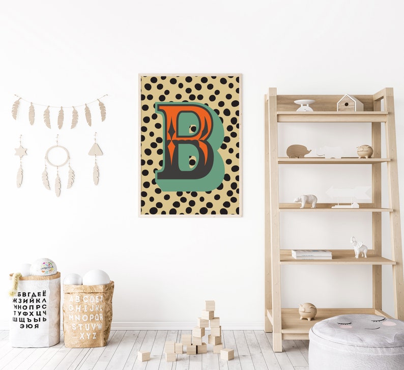 Spotty Background Alphabet Circus Letter Print Kid's Wall | Etsy
