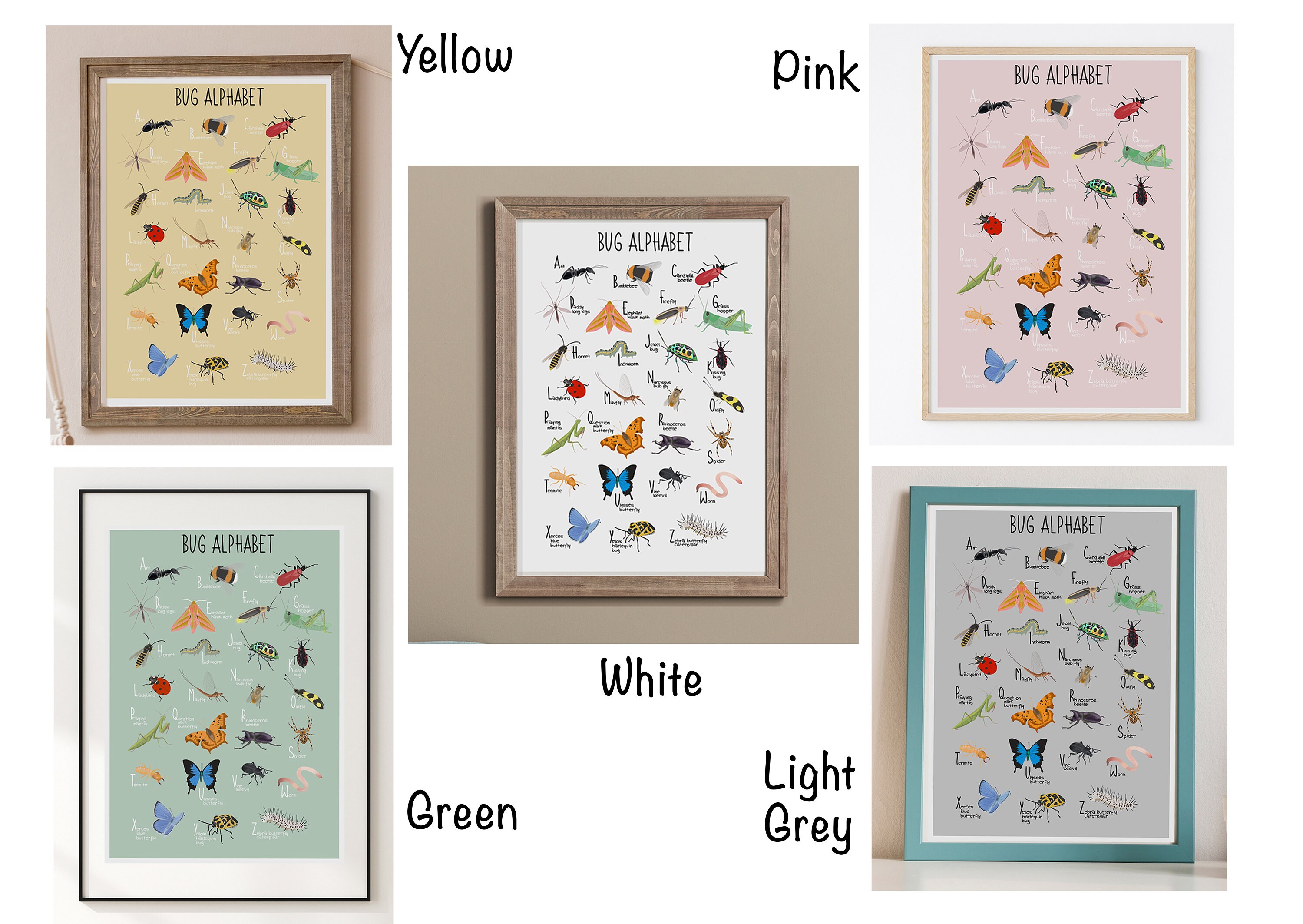 Bug Alphabet Print ABC Poster Children's Print Wall | Etsy