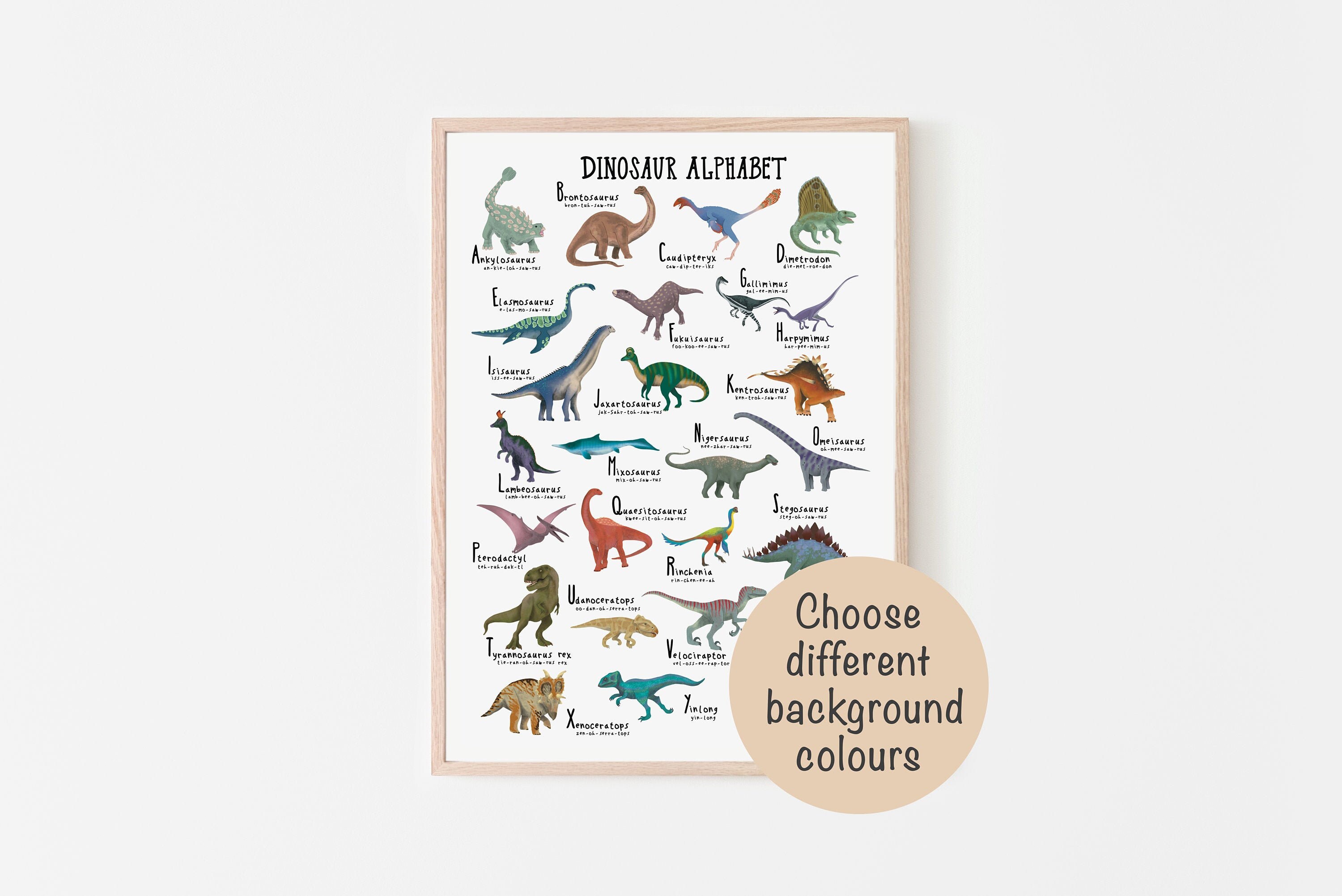 Dinosaur Wall Art ABC Poster Children's Print Gift for - Etsy