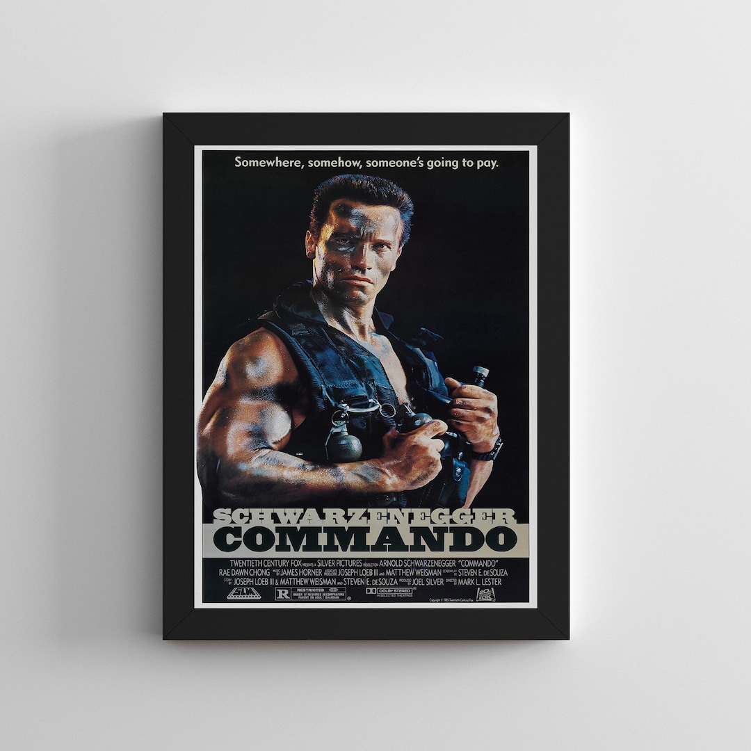 Framed Commando Arnold Schwarzenegger Film / Movie Poster Print A3 Size ...