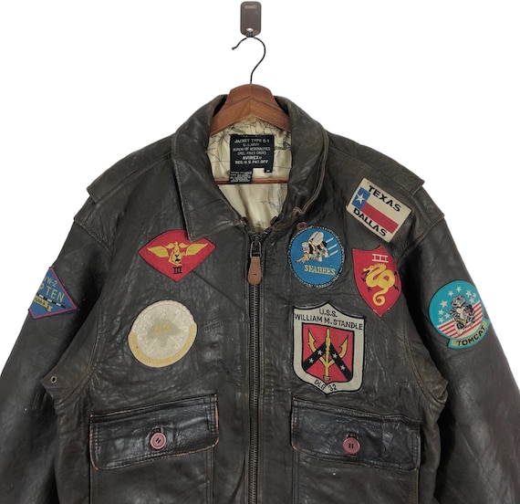 Vintage AVIREX TYPE G-1 Us Navy Leather Bomber Jacket - Gem
