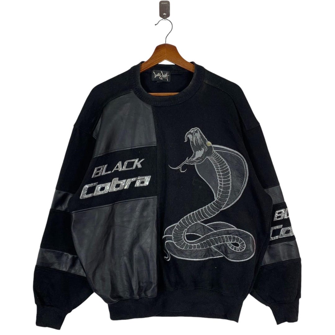 Vintage Black Cobra Snake Big Logo Patch Work Pullover Jumper Crewneck ...