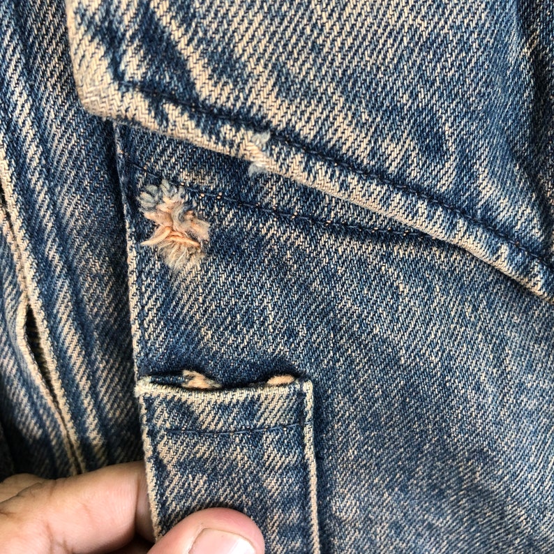 Vintage Everblue Distress Denim Bomber Zipper Jacket Made in USA - Etsy