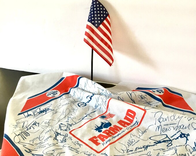1980's Farm Aid Souvenir Scarf, 1985 Farm Aid Bandana, Willie Nelson ...
