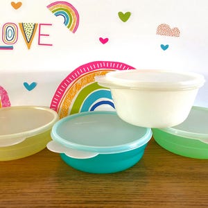 4 Tupperware Crystalwave Bowls, Pastel Tupperware Cereal Bowls ...