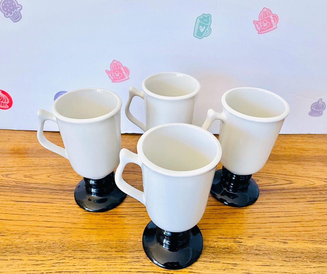 Irish Coffee Mugs: Hall Black and White Pedestal (set of 4) - Etsy