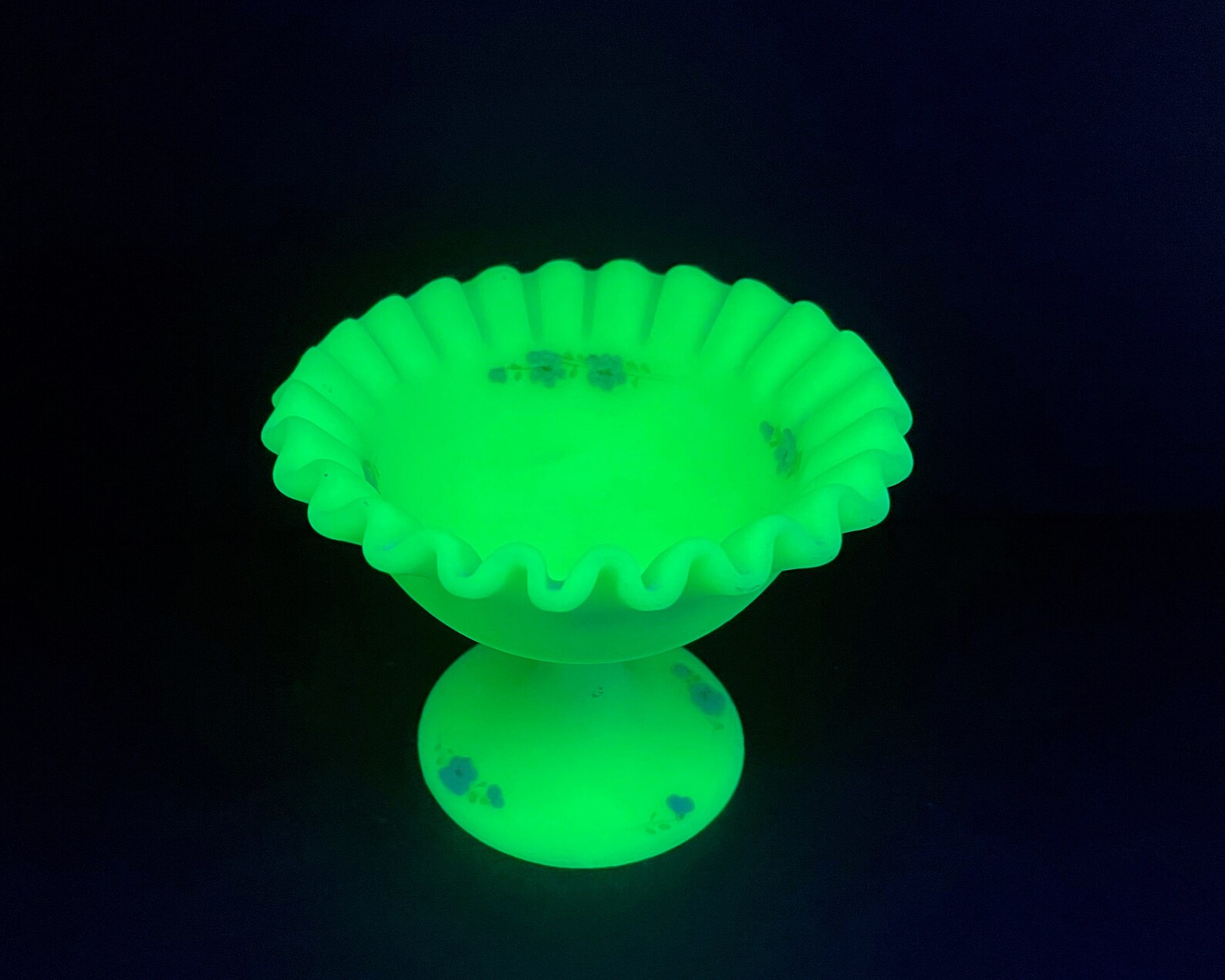 Hand Painted Fenton Custard Glass Round Compote Satin Custard - Etsy