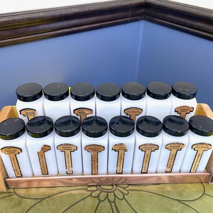 Mid Century Griffith's Spice Jars and Rack, Vintage Milk Glass Spice ...