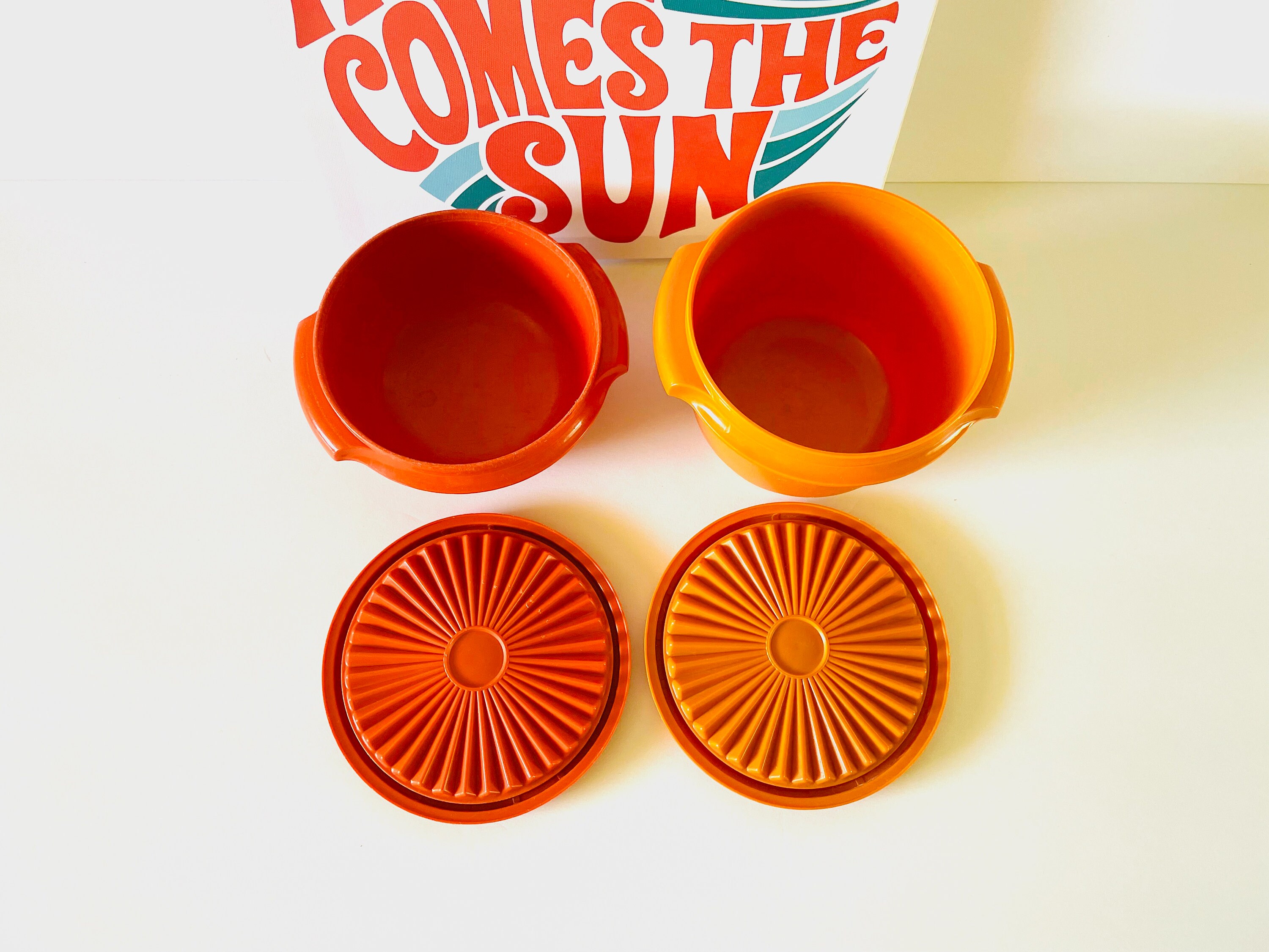 2 Vintage Orange Tupperware Bowls Tupperware Orange Covered | Etsy