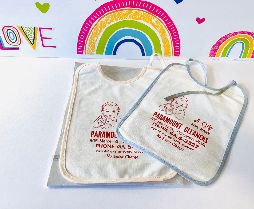 2 Vintage Baby Bibs, Pair Boy and Girl Baby Bibs, Vintage Cleaners ...