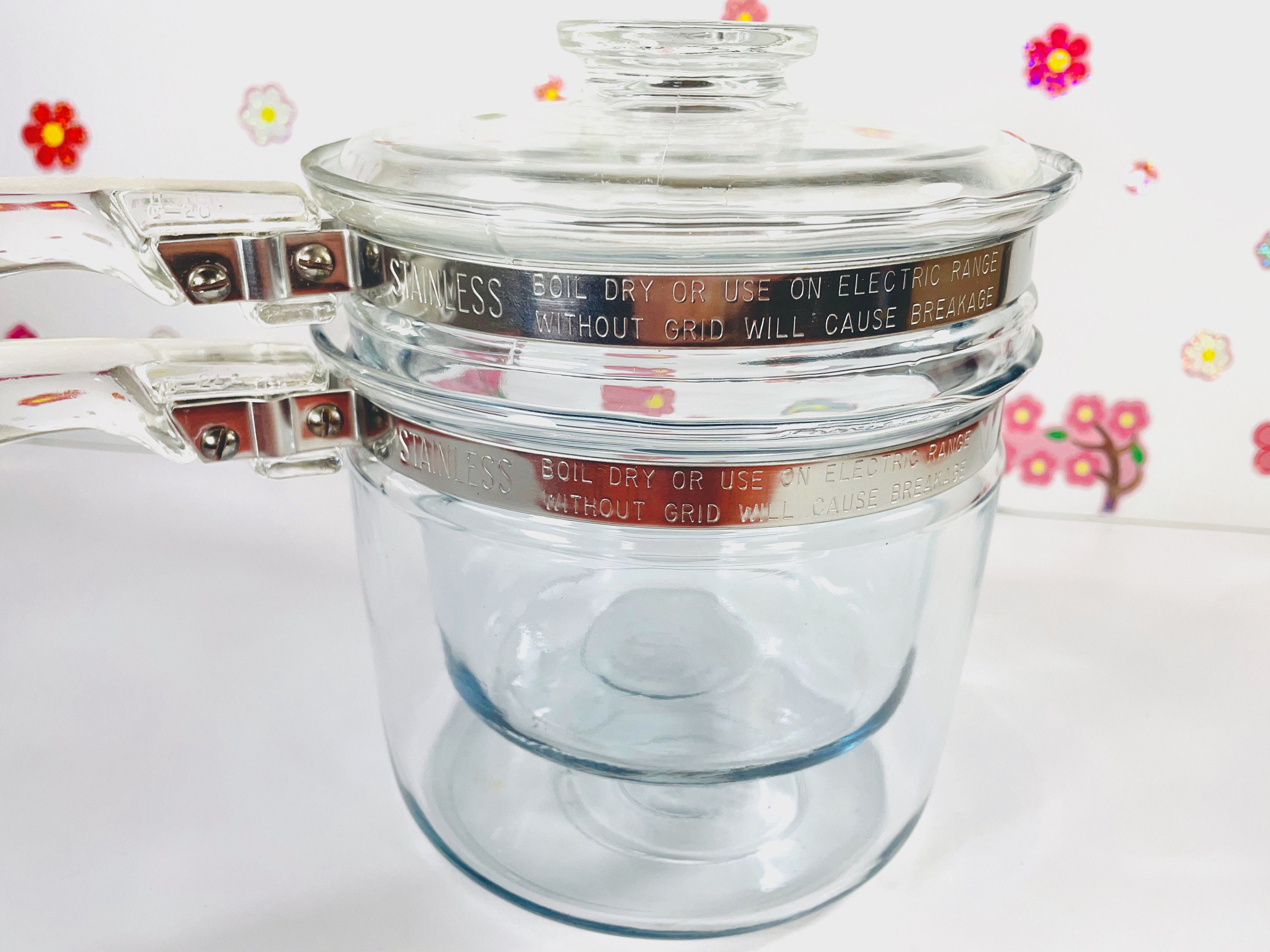 Pyrex Flameware Double Boiler Vintage Glass Double Boiler | Etsy