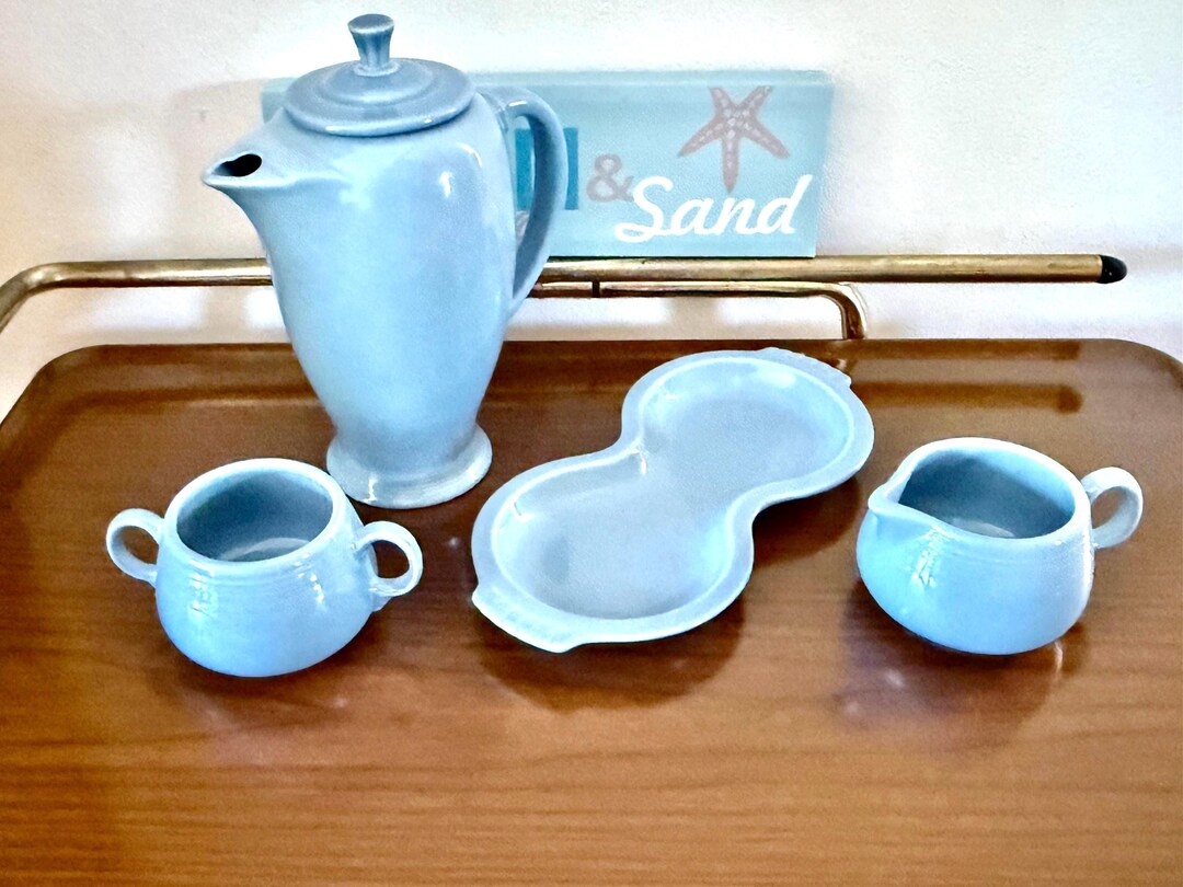 Fiesta Coffee Service: Periwinkle Blue Pot With Sugar and Creamer Set ...