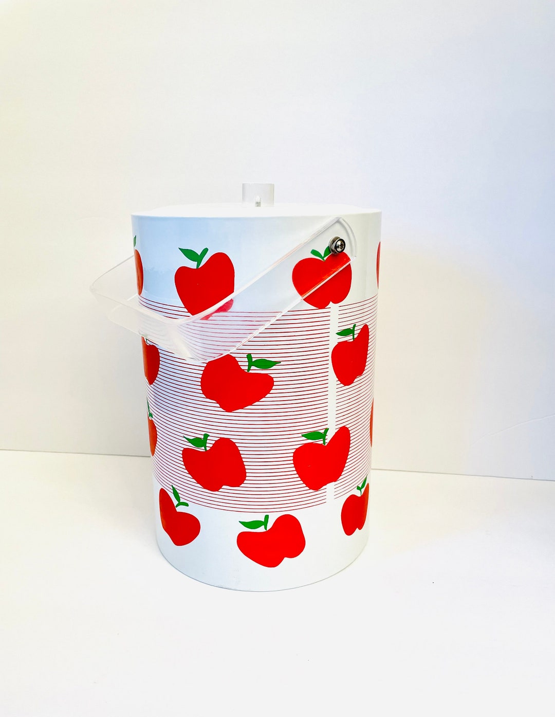 Vintage 80's Apples All Over Large Ice Bucket, Apple Ice Bucket, Apple ...