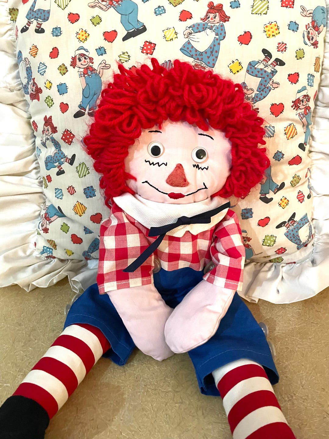 Vintage Raggedy Andy Doll: 20" Handmade With Felt Nose and Googly Eyes ...
